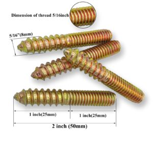 Yoliko 12 Pack 5/16-18 x 2 Inch Hanger Bolts 5/16-18" Double Headed Bolts 5/16 Wood Dowel Screw Self-Tapping Screw Hanger Bolts for Furniture Screws Double Screw Threaded Rods Bolt 50mm Length