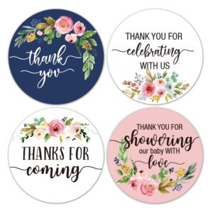 2" round blush floral thank you favor stickers- floralthank you labels for wedding, bridal shower, baby shower, small business, bakeries, handmade goods, birthday party favors(80 labels)