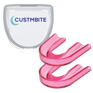 custmbite night guard for kids, custom fit kids mouth guard for teeth grinding, clenching, and bruxism - pink, 2 pack