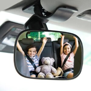 car mirror for baby, dannisly back seat baby mirror, toddler adjustable facing rear view convex - accessories, clip on windshield or sun visor, black 2