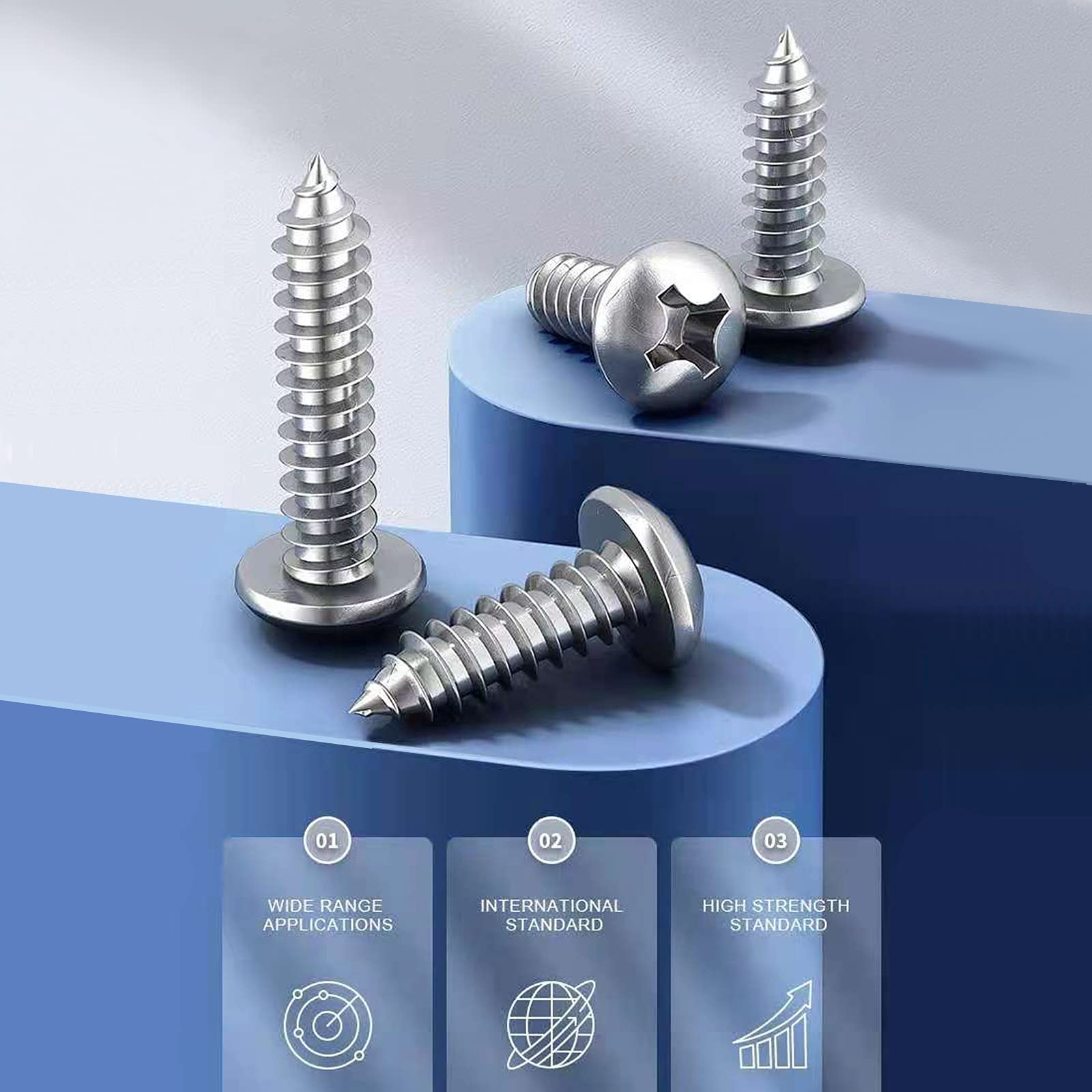 #4 x 1/2" Wood Screw 100Pcs 18-8 (304) Stainless Steel Pan Head Fast Self Tapping Drywall Screws by SG TZH