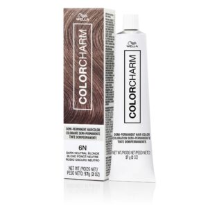 colorcharm demi permanent hair color| 6n dark neutral blonde | gloss, refresh and tone | 2 fl oz