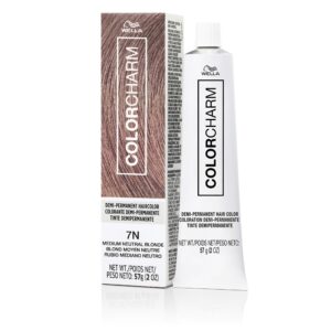 colorcharm demi permanent hair color| 7n medium neutral blonde | gloss, refresh and tone | 2 fl oz