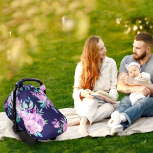 Baby Carseat Cover Girls & Summer Cozy Sun & Warm Cover, Purple Flower