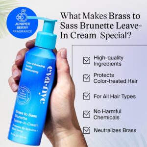 Eva NYC Brass to Sass Brunette Leave-In Cream for Color-Treated Hair, Vegan No-Rinse Toner for Brassy Orange Tones, 5.4 fl oz