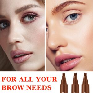 3 Pcs Eyebrow Tattoo Pen Waterproof Microblading Eyebrow Pencil Long Lasting Brow Pen with a Micro-Fork Tip Applicator,Easily Create Natural Charming Eyebrow Makeup(Light Brown)