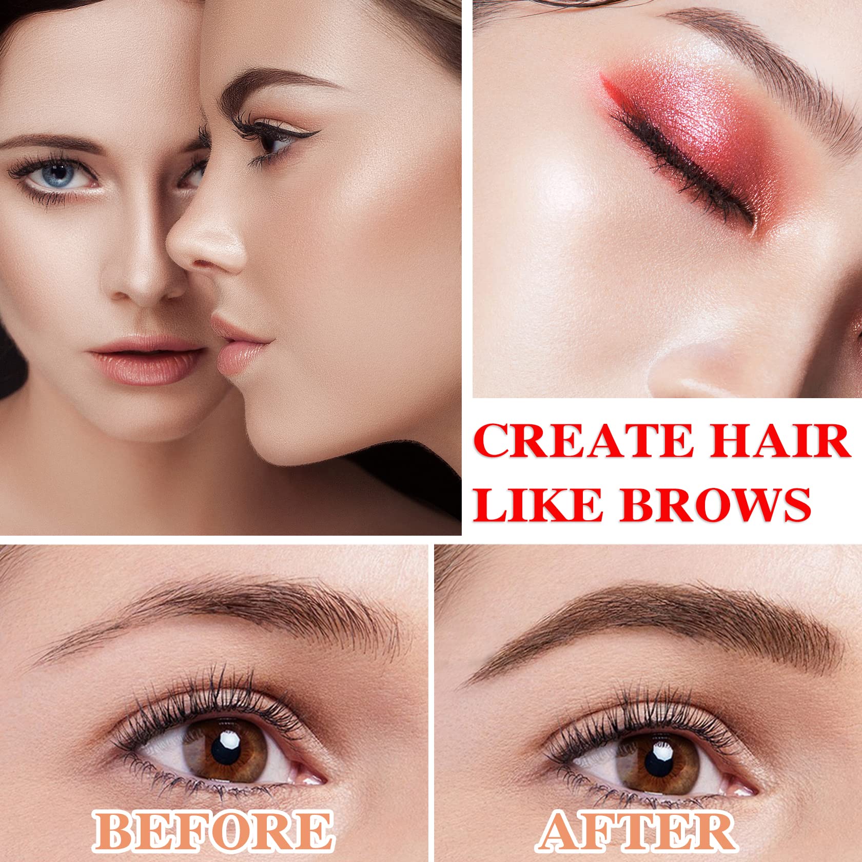 3 Pcs Eyebrow Tattoo Pen Waterproof Microblading Eyebrow Pencil Long Lasting Brow Pen with a Micro-Fork Tip Applicator,Easily Create Natural Charming Eyebrow Makeup(Light Brown)