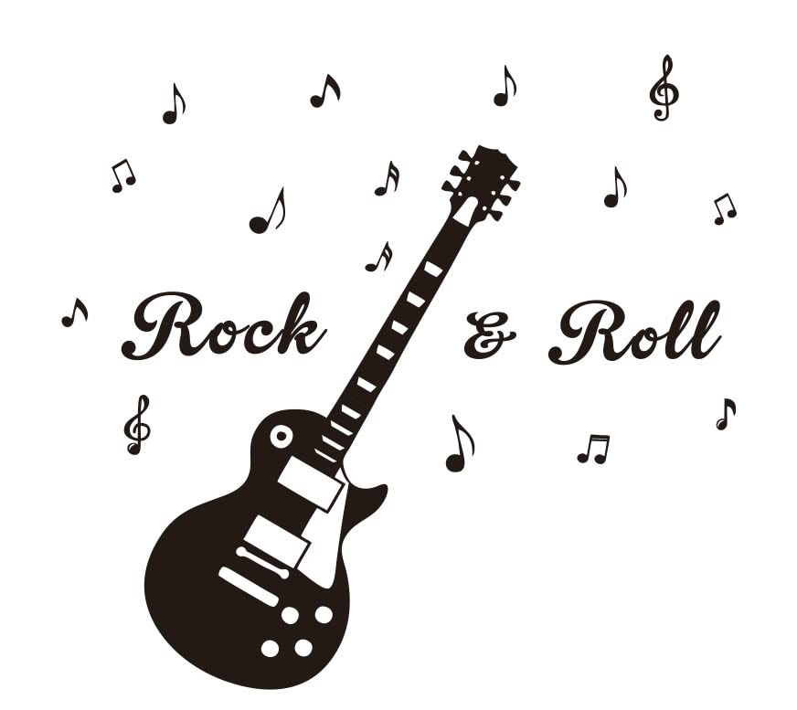 UILMNIY Music Guitar Rock and Roll Wall Decal Home Decor Kids Room Art Music Note Electric Guitar Wall Stickers Vinyl Removable Musical Instrument Wall mural For Boys Room Bedroom Decoration AFN26