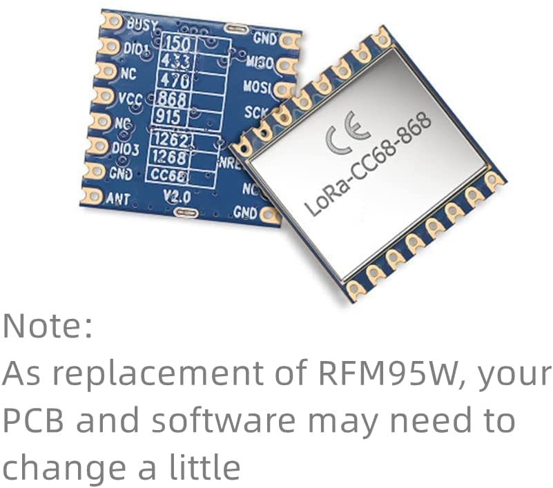 Lubeby Smart LoRa Module 16 * 16mm, Low Cost SPI Port LLCC68 Based LoRa Module 868MHZ LoRa-CC68 & LoRa-CC68-TCXO Compatible with RFM95W (LoRa-CC68-868 x 5 pcs)