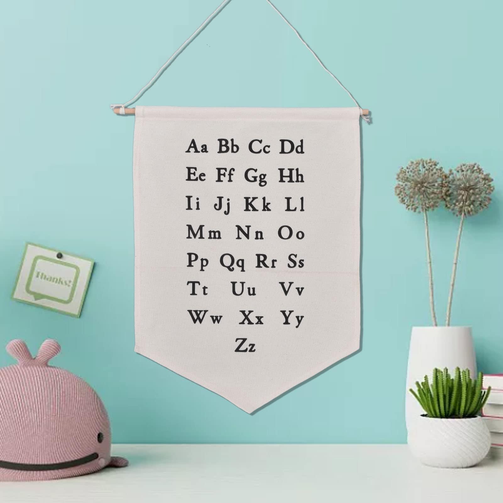 Agatige Alphabet Hanging Wall Canvas Decor, Retro Large Simple Nursery Wall Decor DIY Classroom Home Decor for Nursery, Child Room, Kindergarten