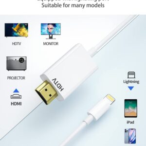 Mixfly [Apple MFi Certified] Lightning to HDMI Adapter Digital AV, for iPad iPhone to HDMI Adapter 1080P with iPad, Sync Screen Connector Directly Connect on HDTV/Monitor/Projector - (1.5 m)