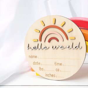 Hello World Newborn Baby Announcement | Sunshine Rainbow Name and Measurements Hospital Birth Pregnancy Gift