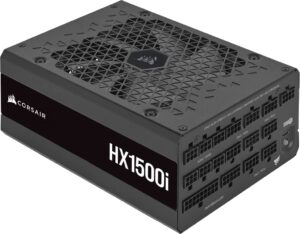 corsair hx1500i, hxi series, 80 plus platinum fully modular ultra-low noise atx digital power supply (triple eps12v connectors, 140mm fluid dynamic bearing fan, zero rpm fan mode) black