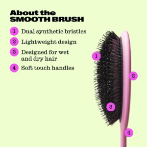 Dry & Wet Brush, Detangler, Dual-Length Flexible Synthetic Bristle Brush, Prevents Hair Breakage, For All Hair Types, For Women, Men and Kids - Pink