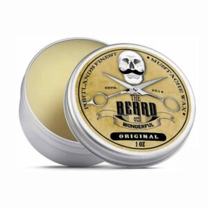 moustache and beard wax 30ml – facial hair growth with moisture resistant feature – ideal beard styling for men with all natural ingredients, strong hold, & unscented wax