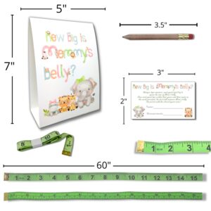 How Big is Mommys Belly Game cinta para medir la panza Measure the Belly Baby Shower Game 62 Piece for 50 Players Safari Theme Baby Shower Bundle With Baby Measuring Tape