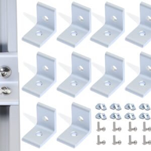 10Sets 1010 Series Aluminum Extrusion Corner Bracket Connectors,10pcs 1010 Aluminum Profile L Shaped Corner Brackets,with 20pcs Sliding T Nuts and Screws for 1010 Aluminum Extrusion Profile Hardware