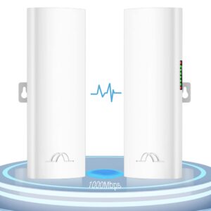 wireless bridge gigabit high speed, bluedery cpe1200 5.8g 1gbps point to point wifi outdoor cpe with 16dbi high-gain antenna, long range up to 3km, plug and play,24v poe power, ip65 waterproof, 2-pack