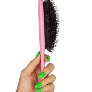 Dry & Wet Brush, Detangler, Dual-Length Flexible Synthetic Bristle Brush, Prevents Hair Breakage, For All Hair Types, For Women, Men and Kids - Pink