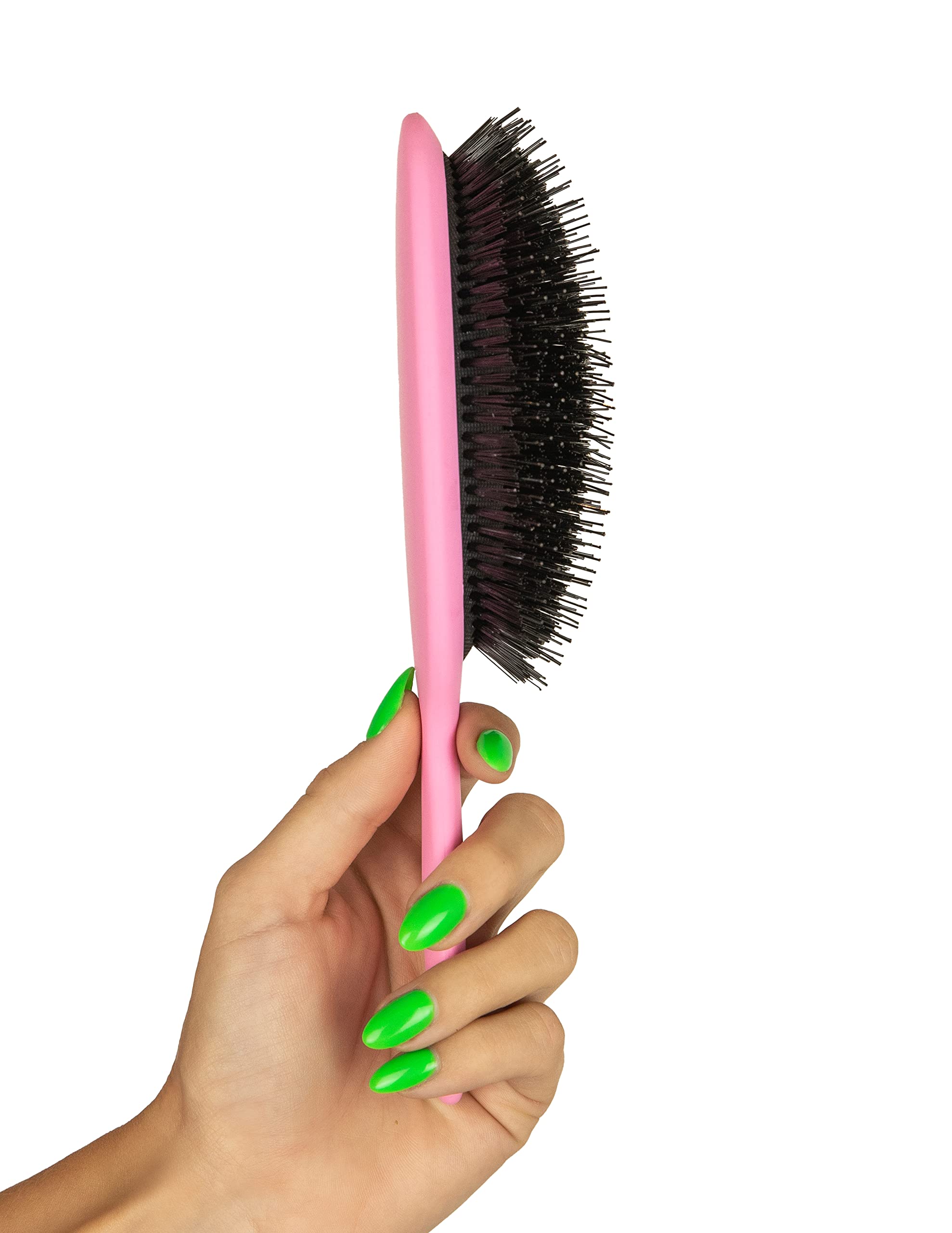 Dry & Wet Brush, Detangler, Dual-Length Flexible Synthetic Bristle Brush, Prevents Hair Breakage, For All Hair Types, For Women, Men and Kids - Pink