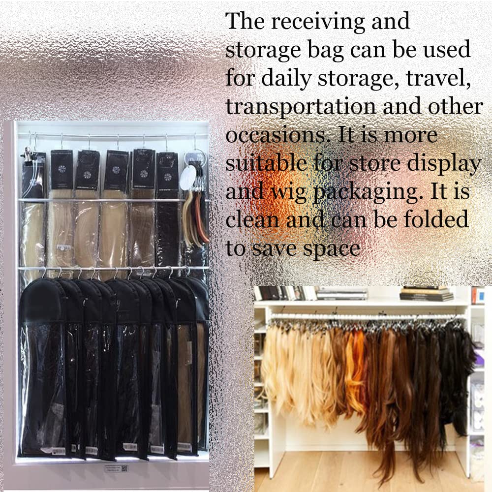 2-piece Hair Extensions Hanger with Storage Bag, wig bag dust-proof finisher suitable for professional hair extension storage bag, dust-proof trunk storage bag