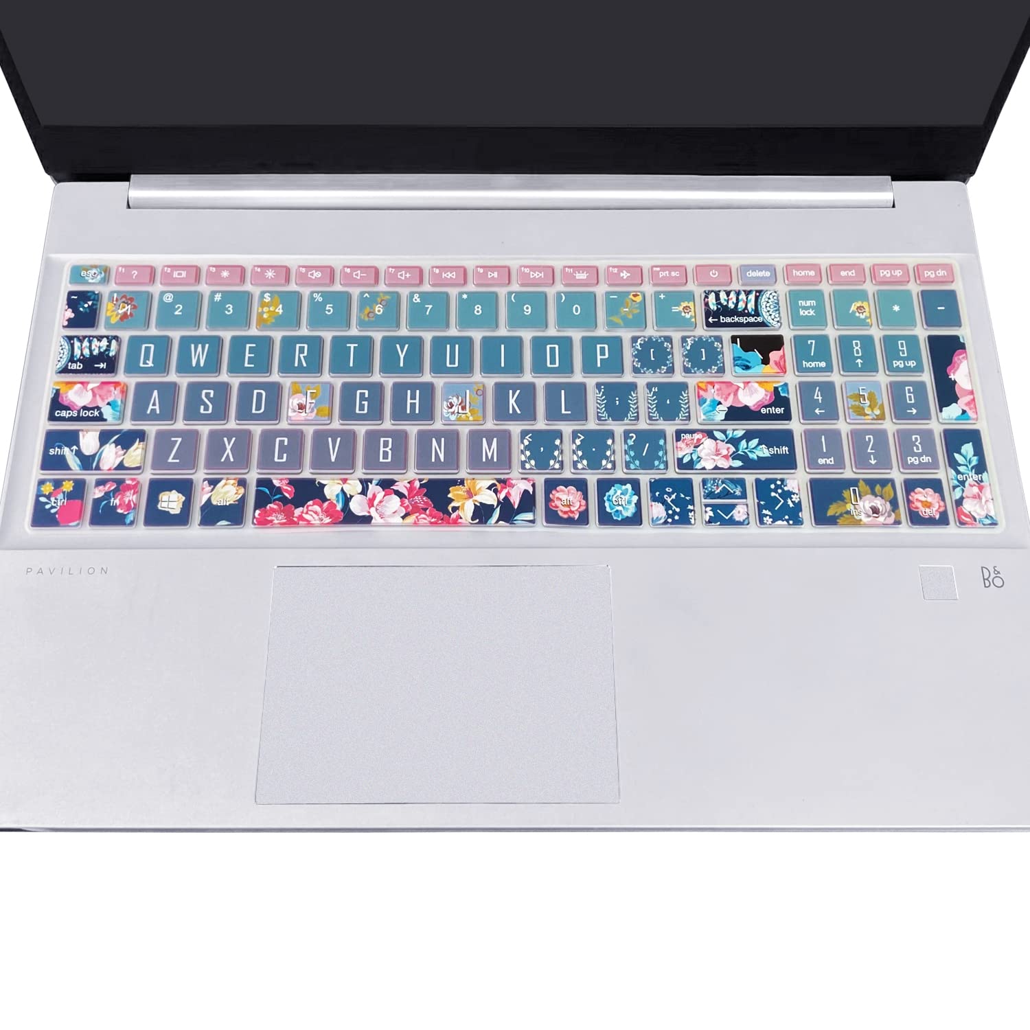 Sanfulin Silicone Keyboard Cover for 15.6 HP Pavilion & HP Laptop 15-eg 15t-eg 15-eh 15-er Series, HP Laptop 17 17-cn 17-cp 17z-cp Series, Red Flower