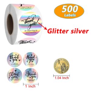 Thank You Stickers Small Business-2500pcs 5 Rolls Small Thank You Stickers 1 Inch,Thank You Labels Stickers for Envelope Seal,Bubble Mailers Packaging,Various Floral Patterns (TYS01)