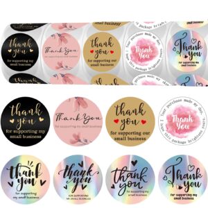 thank you stickers small business-2500pcs 5 rolls small thank you stickers 1 inch,thank you labels stickers for envelope seal,bubble mailers packaging,various floral patterns (tys01)