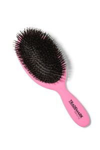 dry & wet brush, detangler, dual-length flexible synthetic bristle brush, prevents hair breakage, for all hair types, for women, men and kids - pink