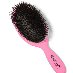 Dry & Wet Brush, Detangler, Dual-Length Flexible Synthetic Bristle Brush, Prevents Hair Breakage, For All Hair Types, For Women, Men and Kids - Pink