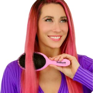 Dry & Wet Brush, Detangler, Dual-Length Flexible Synthetic Bristle Brush, Prevents Hair Breakage, For All Hair Types, For Women, Men and Kids - Pink