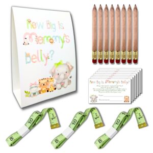 how big is mommys belly game cinta para medir la panza measure the belly baby shower game 62 piece for 50 players safari theme baby shower bundle with baby measuring tape