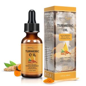 dermaxgen turmeric oil + organic moisturizer & reduce acne, dark spot remover, clear skin tone, hydrate dull & dry skin, anti aging skin care glow oil for face, neck & eye (2 fl oz/60 ml)