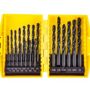 General Tools Black Surface Finishing HSS Drill Bit Set #WS-0701, 21-Piece Set from 1/16" to 3/8" Bits with Case