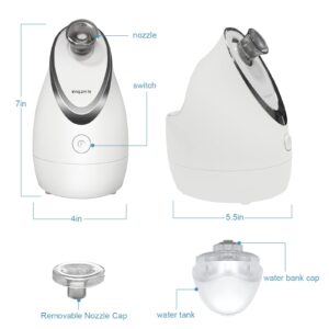 Kingsmile Facial Steamer, 2 in 1 Face Steamer for Facial,Compact Nano Steamer with Aromatherapy,Face Humidifier - Adjustable Nozzle, Warm Powerful Steam for Home SPA,Cleanses and Moisturizes,Sinuses