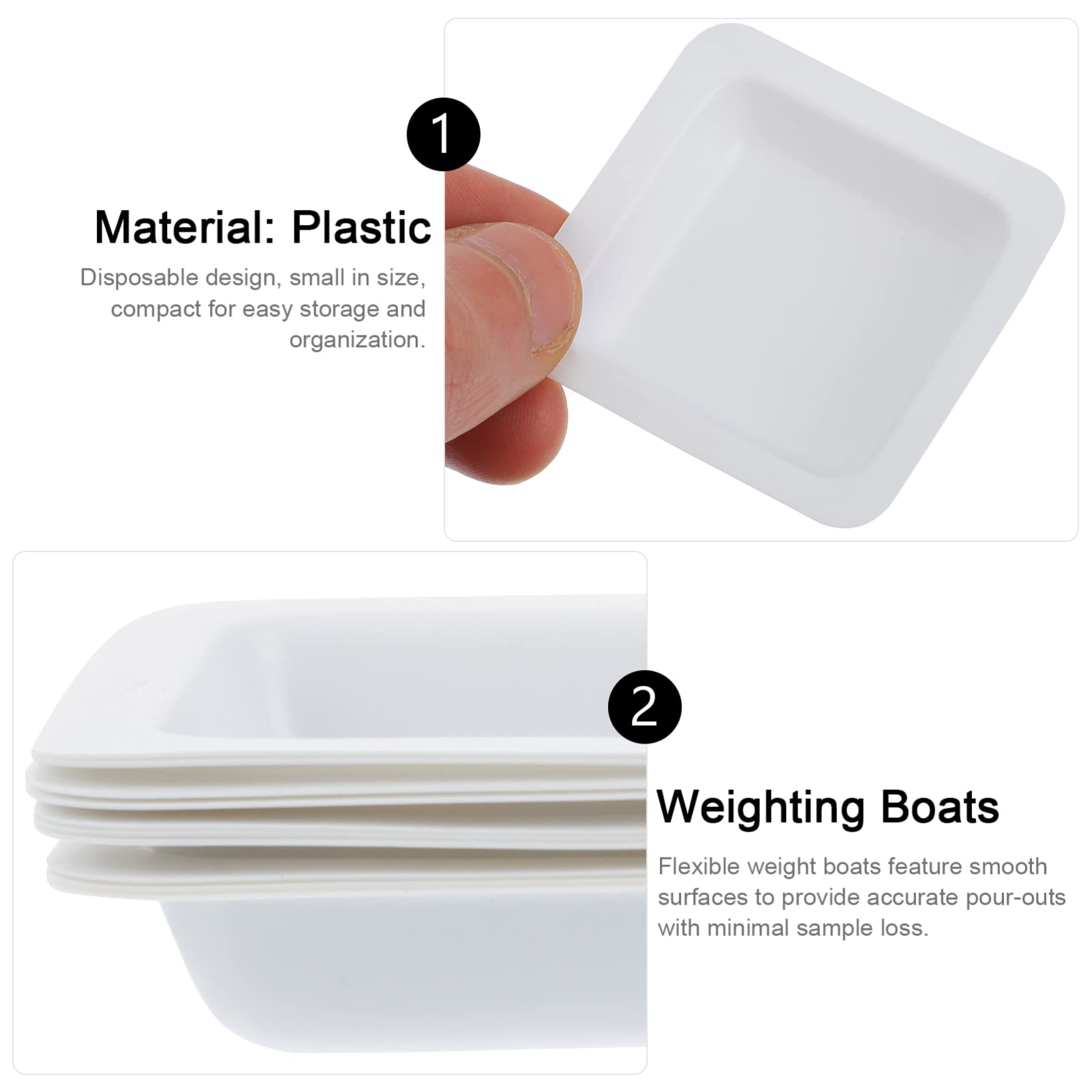 Balacoo 20pcs Weighing Boat Weighing Boat Powder Scale Square Lab Dish Container Anti- Static Weighing Square Weighing Pan Weighing Paper Weighing Tray Large Plastic Mini Dry Powder White