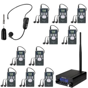 retekess tr508 fm listening system with tt123 wireless microphone and 10 pr13 fm receiver for drive in movie, church, fcc certified