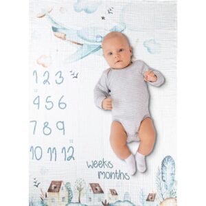 esthesmile baby muslin swaddle blankets - newborn baby photography blanket - 100 pure organic cotton - hypoalergenig & breathable baby textile -35x47 inches - plane design, white