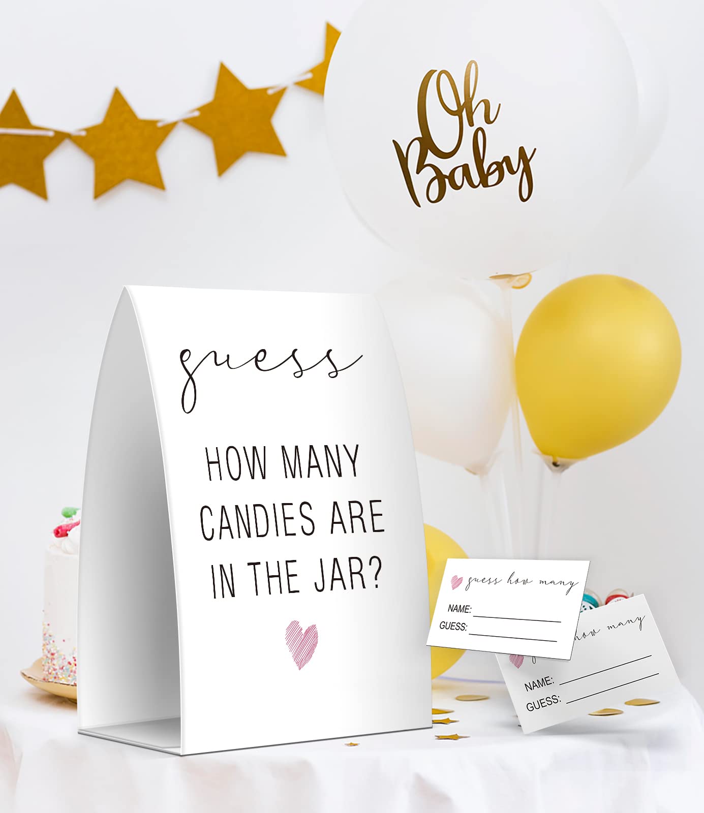 Guess How Many Candies Are In The Jar, Baby Shower Games, Baby Shower Decorations - One Sign and 50 Cards(MANY027)