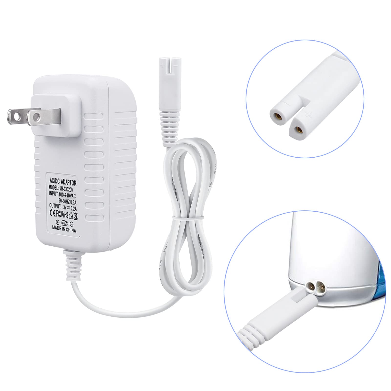 Charger Replacement for Waterpik Water Flosser WP360W WP462 WP450, Power Cord, 5ft, White