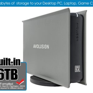 Avolusion PRO-5X 6TB USB 3.0 External Hard Drive for PC, Mac, PS & Xbox (Grey) - 2 Year Warranty (Renewed)