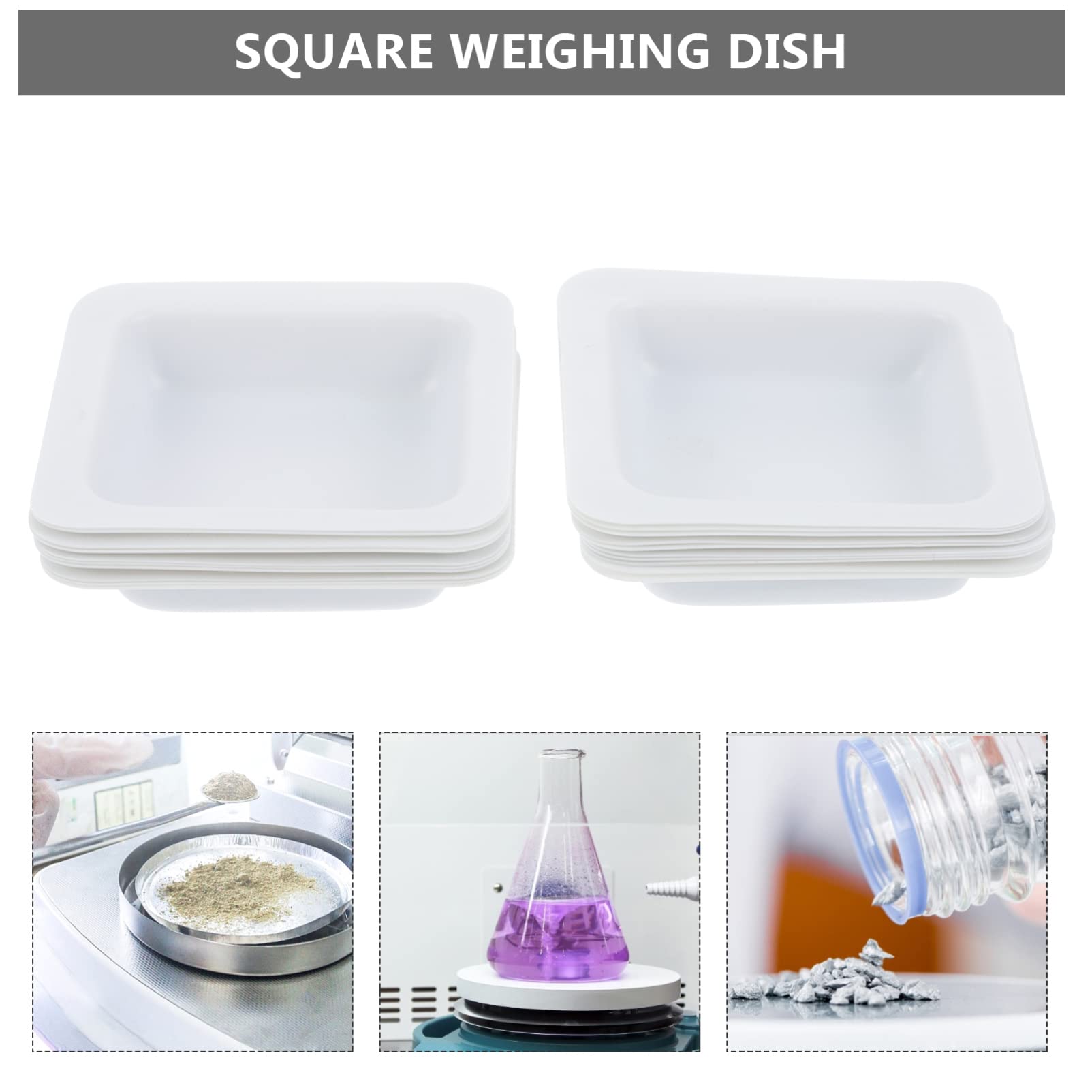 Balacoo 20pcs Weighing Boat Weighing Boat Powder Scale Square Lab Dish Container Anti- Static Weighing Square Weighing Pan Weighing Paper Weighing Tray Large Plastic Mini Dry Powder White