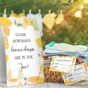 Guess How Many Lemon drops Are In The Jar, Baby Shower Games, Baby Shower Decorations - One Sign and 50 Cards(MANY029)