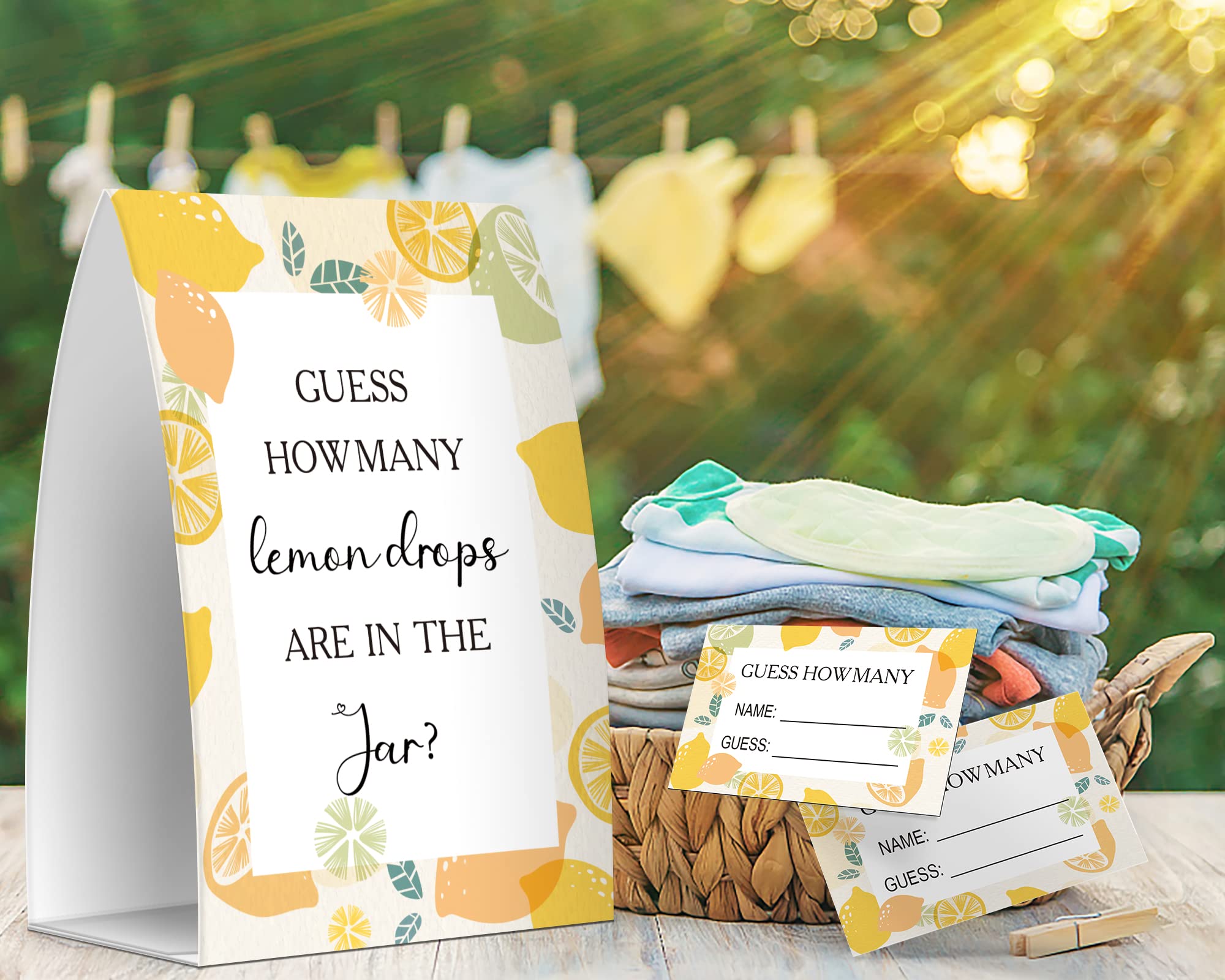 Guess How Many Lemon drops Are In The Jar, Baby Shower Games, Baby Shower Decorations - One Sign and 50 Cards(MANY029)