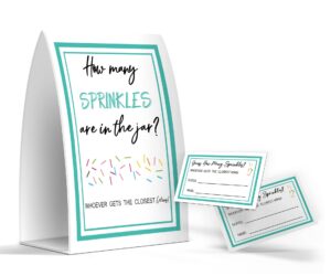 guess how many sprinkles are in the jar, baby shower games, baby shower decorations - one sign and 50 cards(many023)