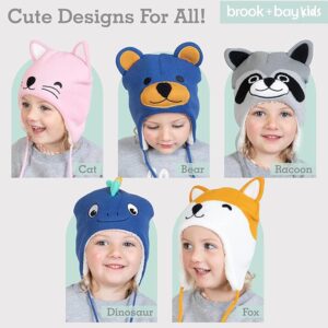 Brook + Bay - Sherpa Baby Animal Hats for Winter, Toddler Animal Ear Hat, Baby Hat Animal Ears, Baby Winter Hat for Boys & Girls - Pink Cat