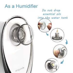 Kingsmile Facial Steamer, 2 in 1 Face Steamer for Facial,Compact Nano Steamer with Aromatherapy,Face Humidifier - Adjustable Nozzle, Warm Powerful Steam for Home SPA,Cleanses and Moisturizes,Sinuses