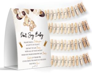 don't say baby set - one 5x7 sign and 50 mini clothespins, baby shower games, baby shower decoration, gender neutral baby shower - msjb041