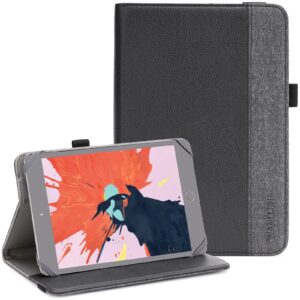 wanlijin universal tablet case, protective cover stand folio case for 7-8 inch android touchscreen tablet, with 360 degree rotatable kickstand and multiple viewing angles (black grey)