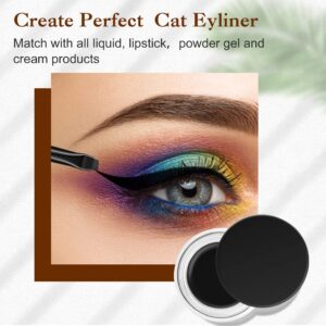 AQUEEN Eyeliner Brush-3 PCS Precision Gel Fine Eyeliner Brush-Ultra Thin Flat and Angled Eyeliner Brush, Premium Quality Soft Eyeliner Brushes for Makeup Tools.(Black)